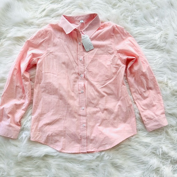 unbranded | Tops | New Cotton Pink Button Down Shirt Size Large | Poshmark